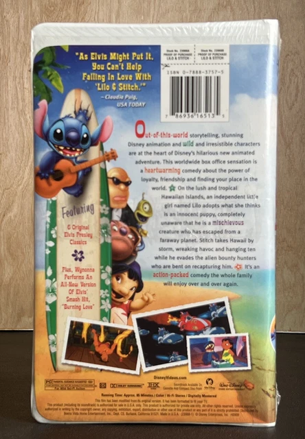 DISNEY'S LILO & Stitch VHS Clamshell Movie Animation Walt Disney Sealed ...