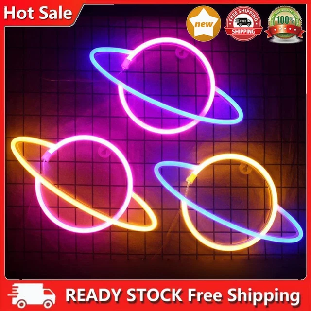 ELLIPTICAL PLANET SHAPED Sign Neon Lamp LED Dual Use Night Light Home ...