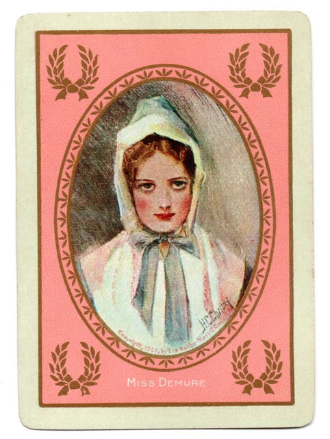 VINTAGE WIDE US lady 1900s playing card swap card $6.00 - PicClick AU