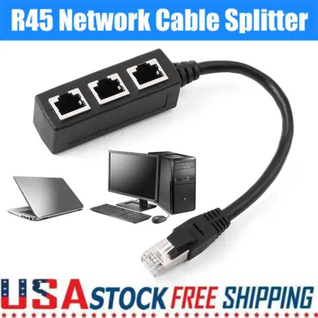 1 TO 3 RJ45 LAN Port Internet Ethernet Cable Splitter Adapter Connector ...