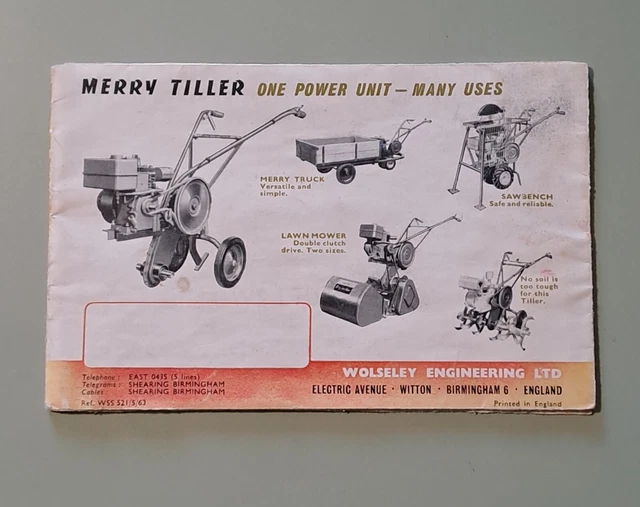WOLSELEY MERRY TILLER 1963 Rotavator Sales Brochure £12.00 - PicClick UK