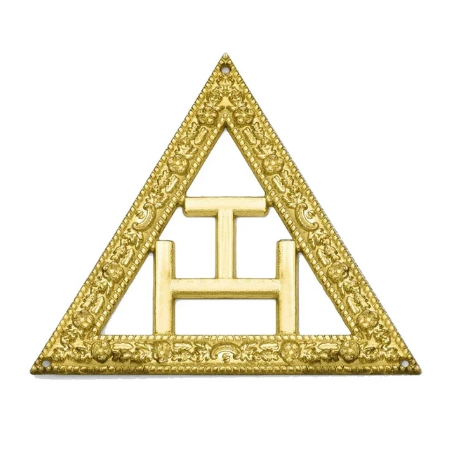 MASONIC ROYAL ARCH Chapter Jewel-Gold Triple Tau Collar Badge Freemason ...