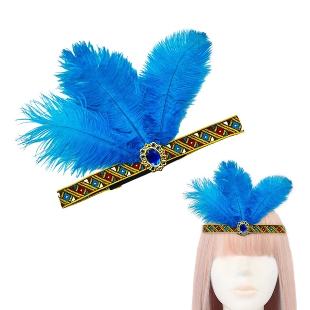 FEATHER FLAPPER HEADBAND Masquerade Headpiece Mardi Gras Art Hair ...