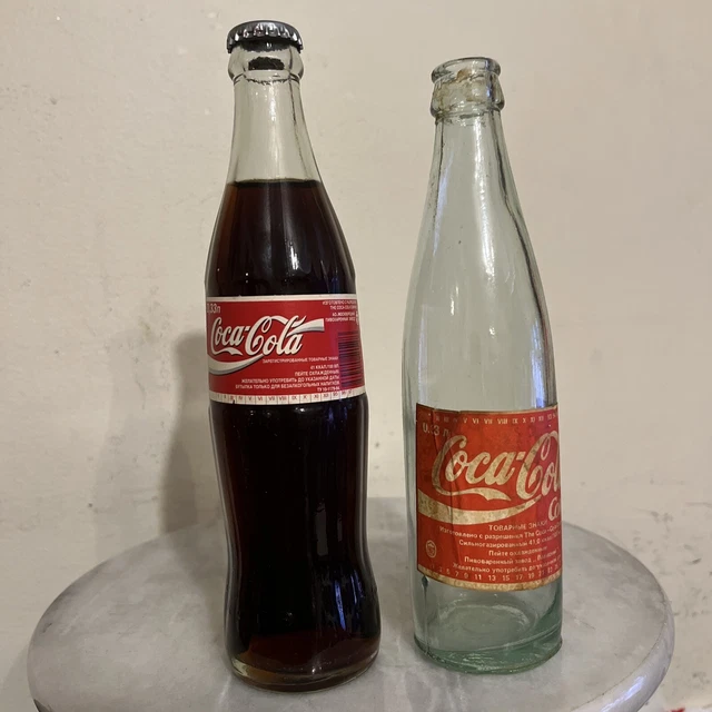VINTAGE PAPER LABELED Russian Coca-Cola Soda Bottle Coke FULL RARE NECH ...