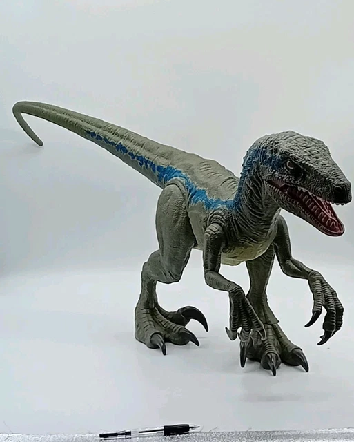 JURASSIC WORLD Dinosaur SUPER COLOSSAL Velociraptor Blue Figure 38 ...