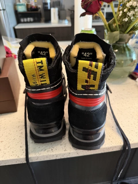 OFF-WHITE (VIRGIL ABLOH) Arrow Hiking Boots Black/Red Suede Lace-Up EU ...