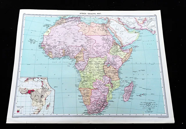 ANTIQUE MAP OF The African Continent British East Africa French Congo ...