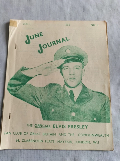 JUNE 1958 ELVIS Presley Fan Club Journal Magazine Vol 1 No 3 orig rare ...