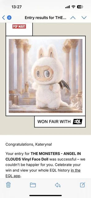 POPMART ZIMOMO LABUBU the Monster Angel in Clouds Collectible Figure £ ...