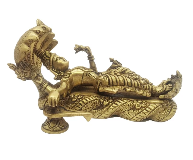 SCULPTURE EN LAITON Vishnu Lakshmi Narayan 8 sur serpent Cobra fait ...