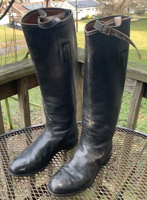 ORIGINAL WWII GERMAN Army Officer's High Boots Black Leather Tall Boots ...