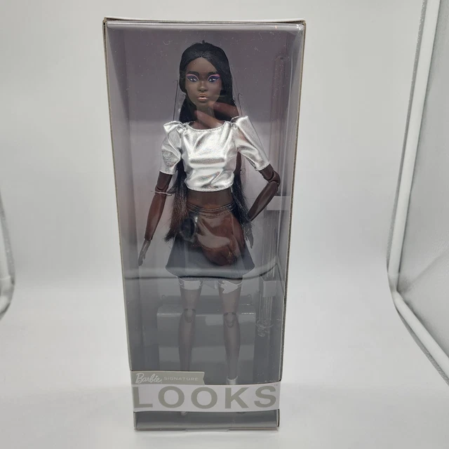 BARBIE SIGNATURE POSABLE Barbie Looks Doll, Dark-Brown Hair, Tall Body ...