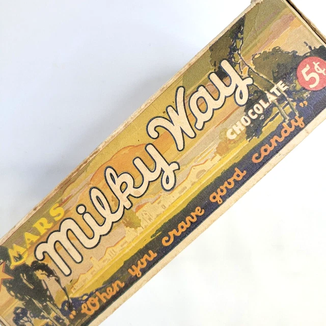 C.1925 MARS MILKY Way Chocolate Candy Bar Box Store Display 5 Cents Art ...