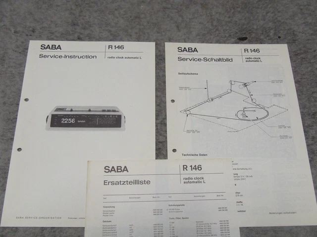 SCHALTPLAN SERVICE MANUAL für Radiowecker Uhrenradio SABA radio clock ...