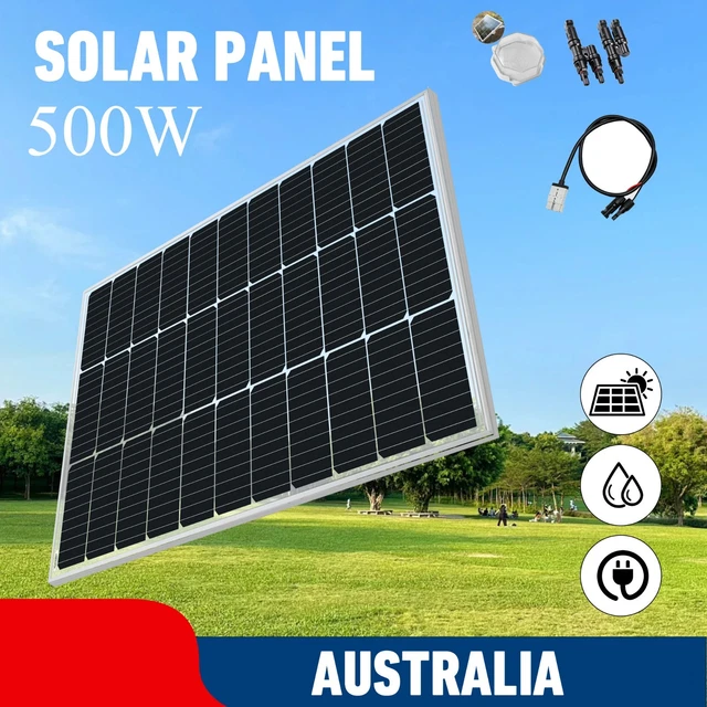 12V 500W FIXED Solar Panel Mono Black Caravan Camping Home Battery ...