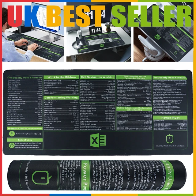 EXCEL CHEAT SHEET Desk Mat, Excel Shortcuts Mouse Pad, Keyboard Shor £9 ...