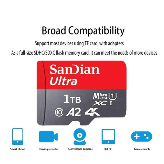 ORIGINAL 2TB 1TB SanDian Ultra Card SD/TF Flash Memory Card 256/512GB ...