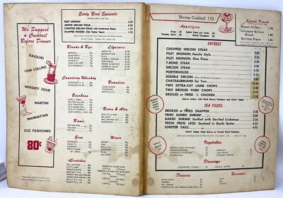 1960S CANNON'S STEAK House Cocktail Lounge Restaurant Menu Aventura ...
