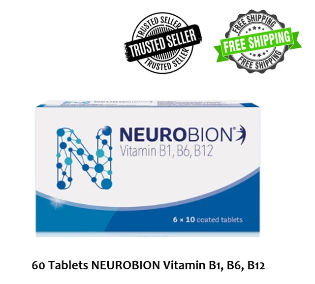 60 TABLETS NEUROBION Vitamin B1, B6, B12 Relieves Tingling & Numbness ...