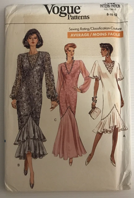 VOGUE 7669 VINTAGE 80s Sewing Pattern Special Occasion Prom Dress Sizes ...