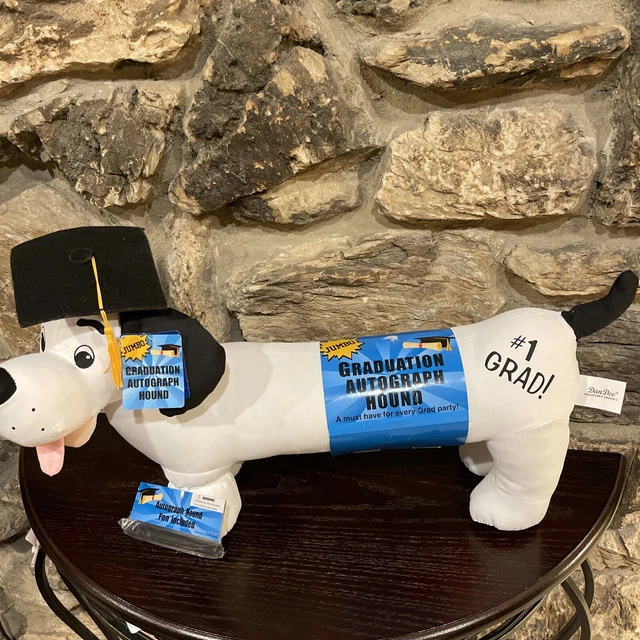 JUMBO GRADUATION AUTOGRAPH Hound Dog # 1 GRAD 21" WHITE Stuffed Plush ...