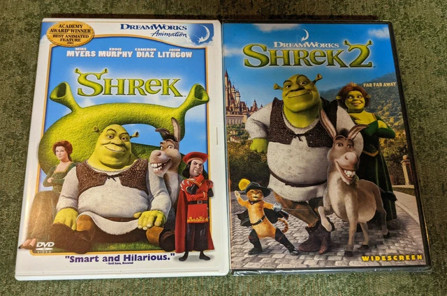 SHREK 1 and Shrek 2 DVD Lot Dreamworks Animation Movie Cartoon Bundle ...