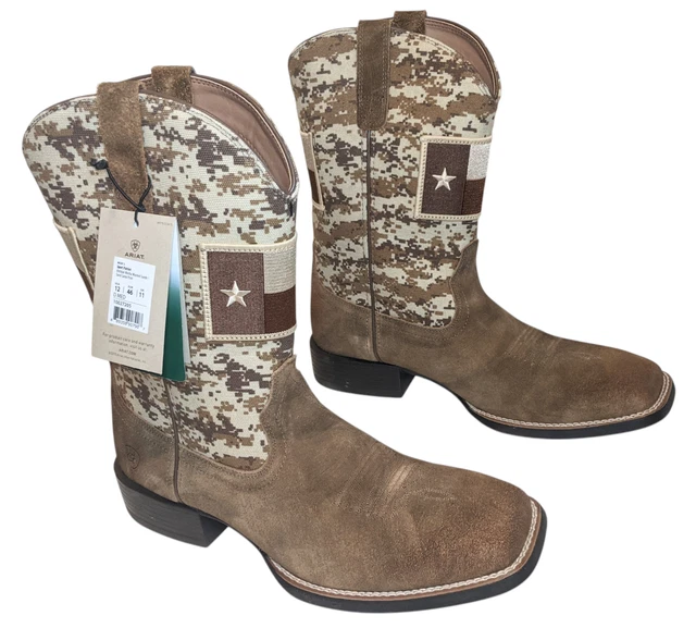 ARIAT SPORT PATRIOT Boots Sand Storm Camo TEXAS FLAG Mens 12D Medium ...