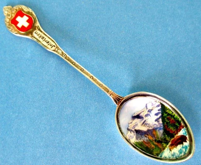 ENAMEL SPOON, SWISS INTERLAKEN, 800 Silver, Colorful Landscape $95.00 ...