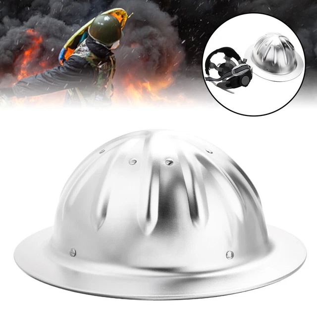 SILVER FULL BRIM Construction Hard Hat Safety Helmet Protection ...