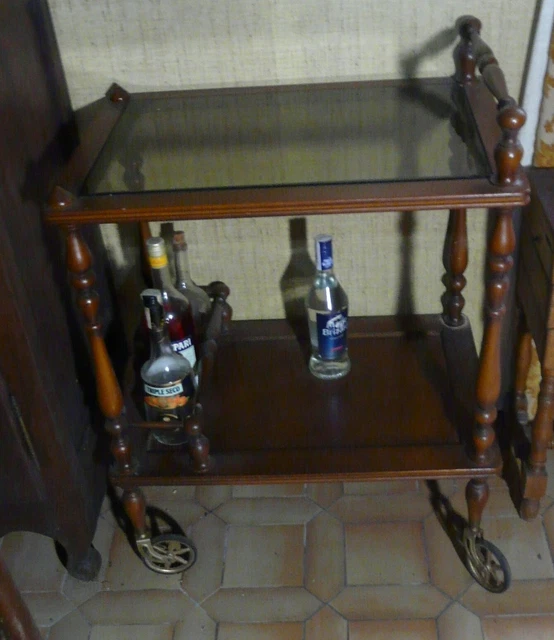 BAR À ROULETTES en bois et plateau en verre N°12 EUR 35,00 - PicClick FR