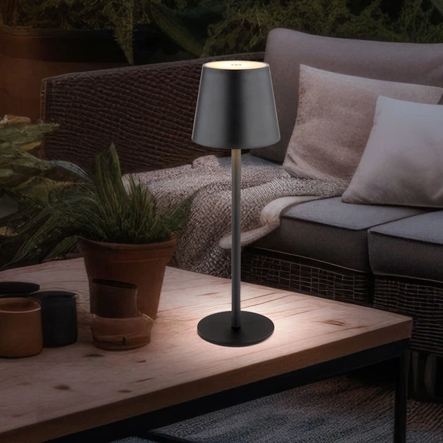 LAMPE D'EXTÉRIEUR DE Table Jardin Batterie LED Variateur Tactile Noir ...