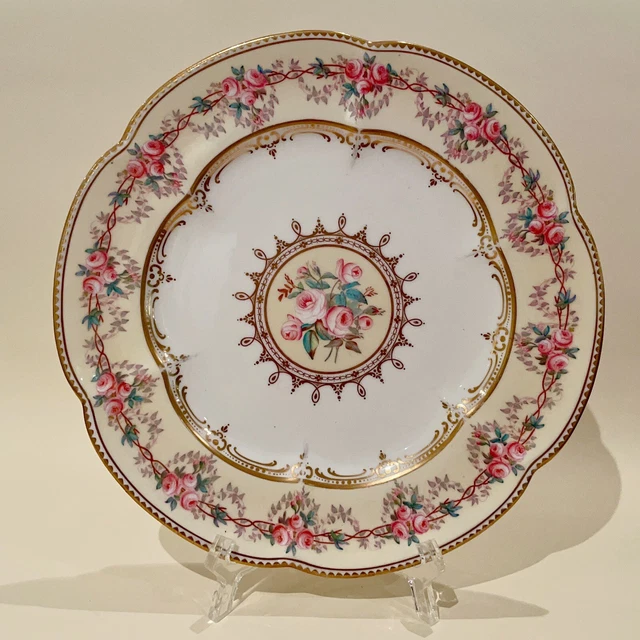 ANTIQUE 19TH CENTURY Copeland Spode Hand Painted Gilt & Pink Roses ...