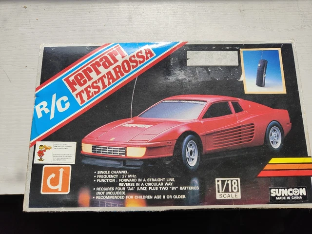 VINTAGE AND RARE Red Ferrari Testarossa Suncon Turbo RC 1:18 Radio ...
