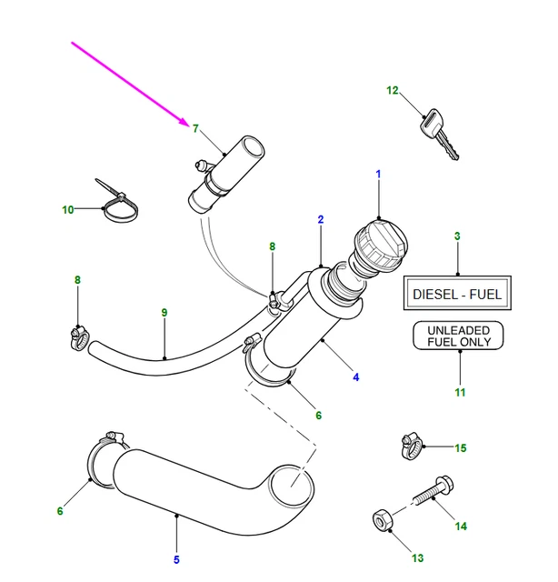LAND ROVER DEFENDER Td5 On Fuel Filler Breather Hose Adaptor Wlk100110 ...