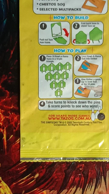 THE SIMPSONS BOWL-A-RAMA - Tazo Chip Packet - Twisties Cheese $30.00 ...