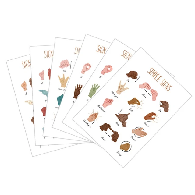 6 PCS CLASSROOM Calendar Sign Language Education Hanging Picture £16.18 ...