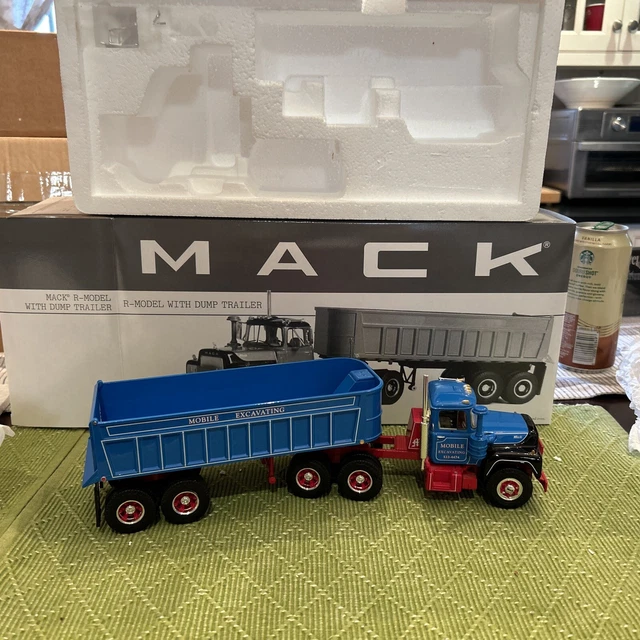 MACK R MODEL With Dump Trailer 1:34 First Gear Blue New, Mobile ...