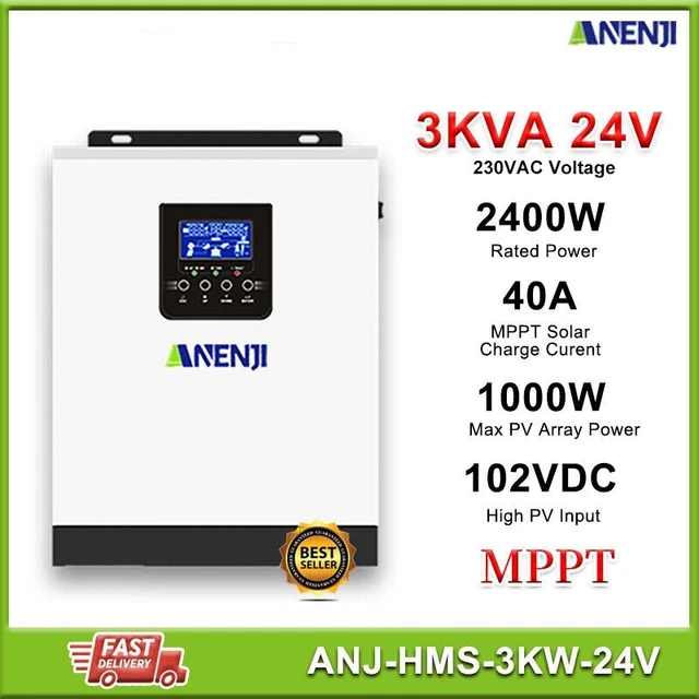 3000W 3KVA OFF-GRID Solar Inverter Hybrid MPPT 70A 220V/230V 24V Pure Sine Wave EUR 229,36 ...