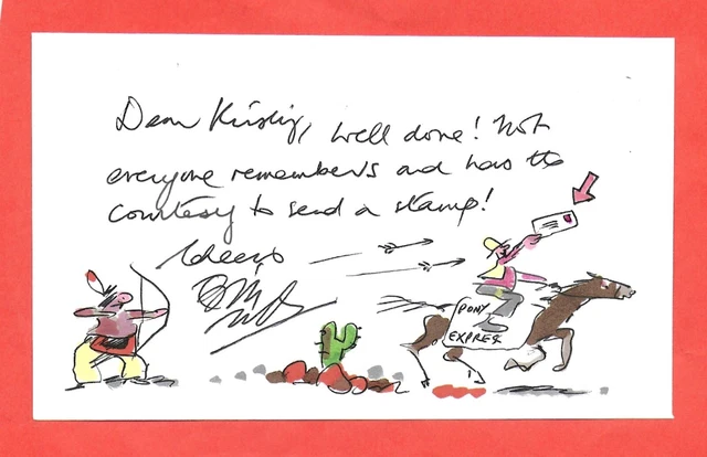 BILL TIDY SIGNIERTE Notiz und Original Cartoon Skizze Cartoonist ...