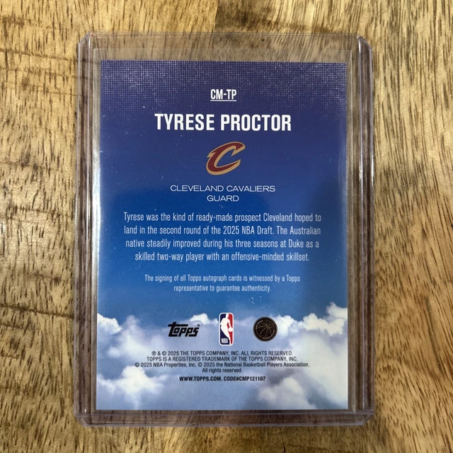 2025 TOPPS TYRESE Proctor Contemporary Marks RC Auto Cleveland Cavs #CM ...