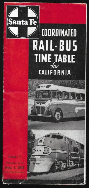 SANTA FE CALIFORNIA Rail Bus Timetable Brochure Maps Photo Images USA ...