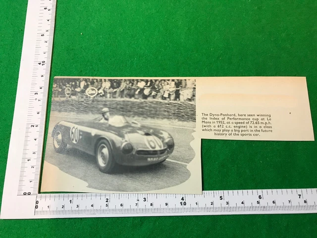 DYNA-PANHARD MOTOR RACING car Le Mans 1952 -- vintage cutting 1954 £3. ...