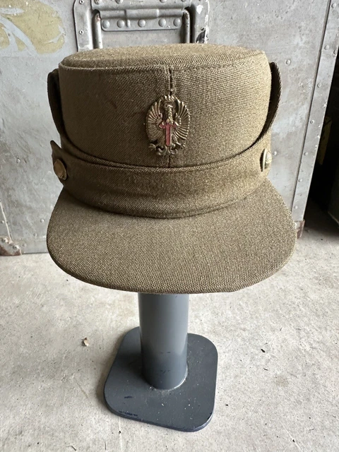 VINTAGE SPANISH ARMY Military WWII Era Field Garrison Cap Hat M. Valle ...