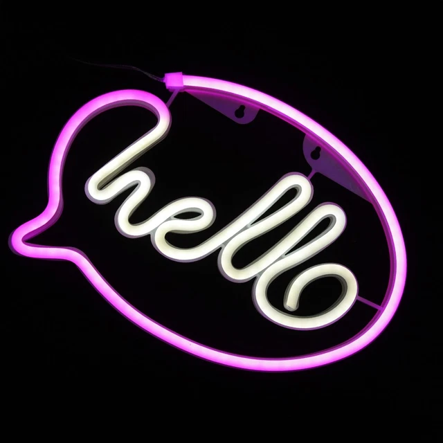 NEON LIGHT LED Neon Sign Hello Lamp Atmosphere Lamp for Bedroom Bar ...