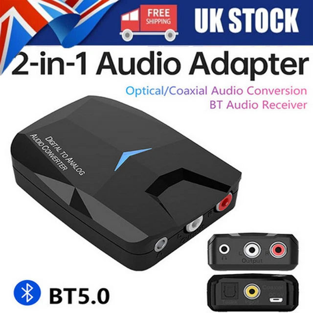 DIGITAL TO ANALOG Adapter DC 5V TV Bluetooth 5.0 3.5mm Optical ABS ...