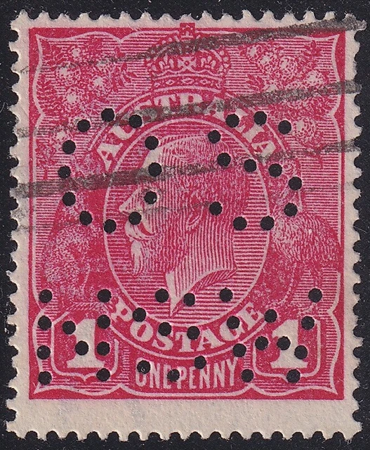 AUSTRALIA KGV 1D Red. SW. Perf 'OS NSW' FLAW: NOTCH BLC. Nice Shade ...