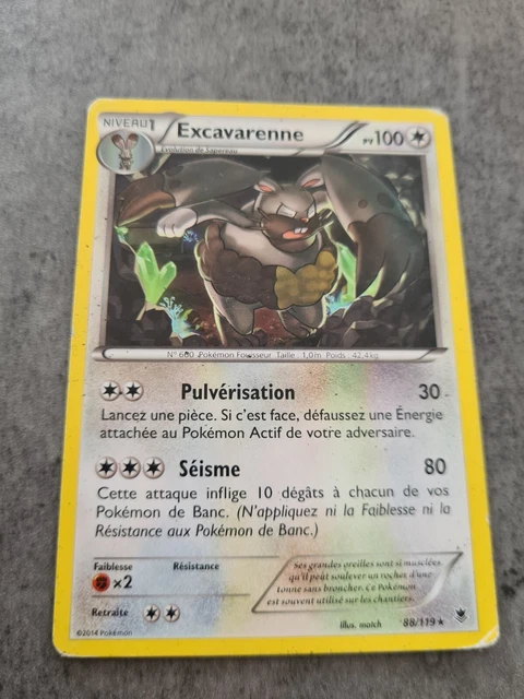 CARTE POKEMON FRANÇAISE excavarenne 88/119 xy vigueur spectrale rare ...