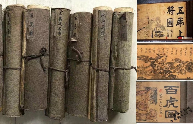 100“/250CM CHINESE ANCIENT Old picture silk paper Scroll painting 30 ...