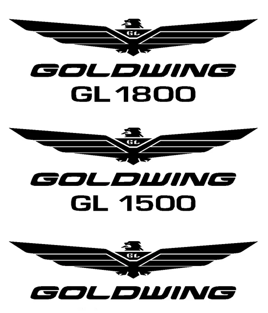 AUFKLEBERSET 2 STCK Goldwing Logo m. Schriftzug GL 1500 1800 in versch ...
