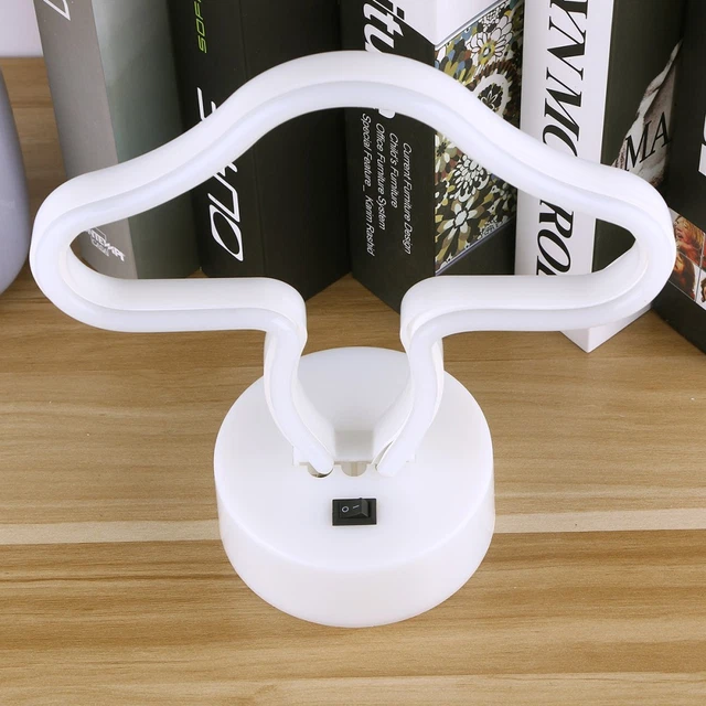 WARM WHITE POWERED Neon Shape Night Indoor Night Light No Battery ...